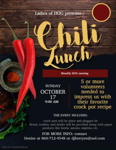 Chili lunch at our October meeting | Western Connecticut Chapter #4308 ...